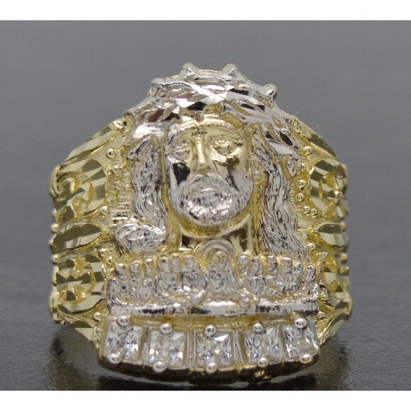 BH Jewelry | Jewelry | Real Solid K Yellow White Gold Large Mens Jesus ...